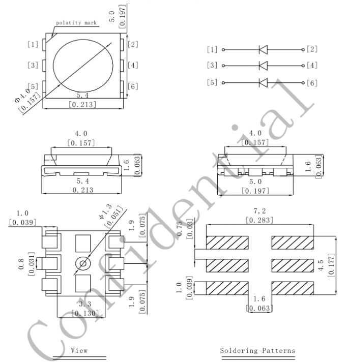 PLCC - 6 package 5050 series white color led light emitting diode with ...