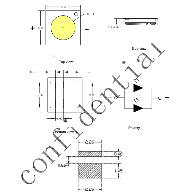 EMC Lead Frame 3030 SMD LED Emitting Diode High Efficiency For Indoor ...