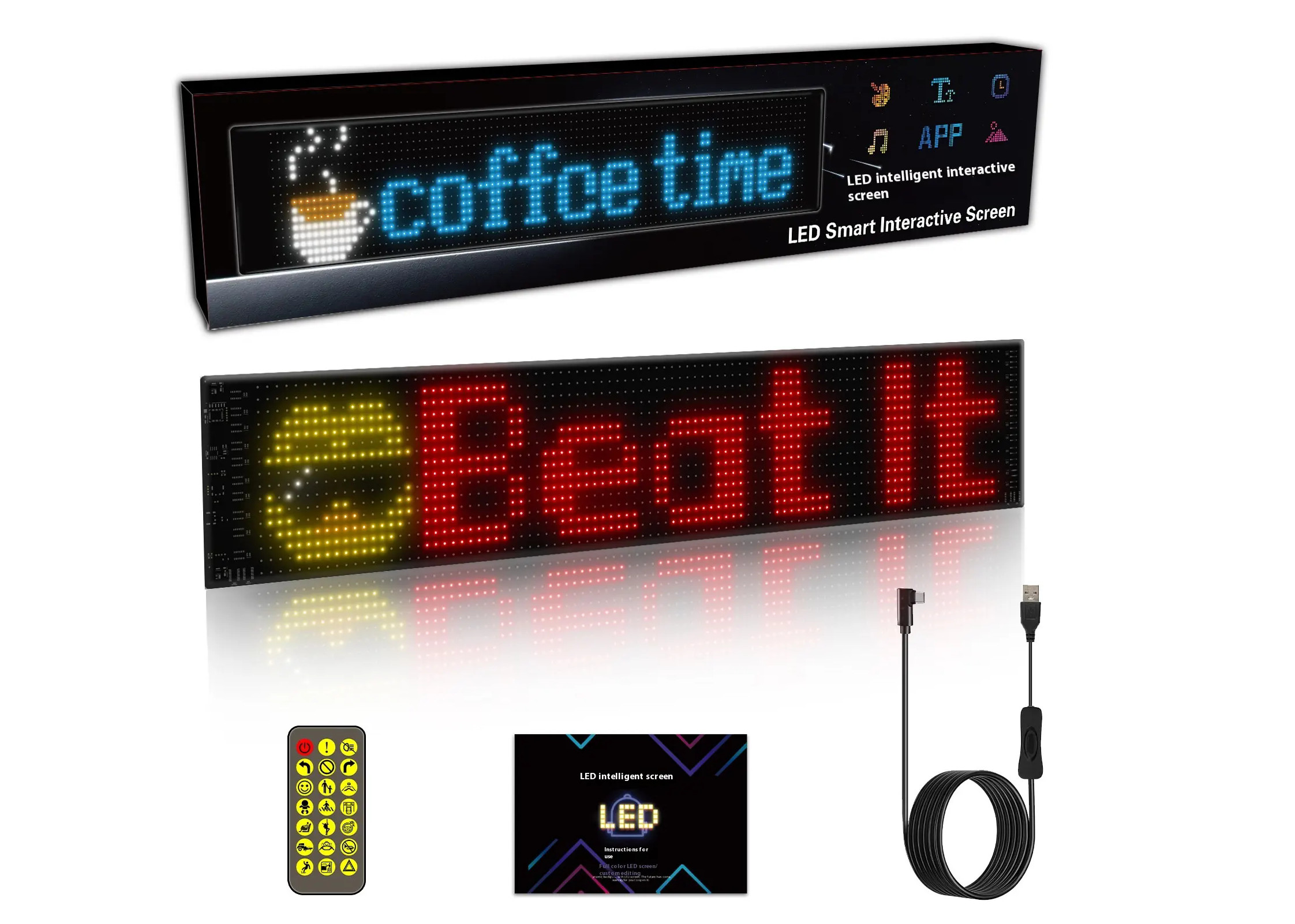 Smart Car Sticker 120x595mm RGB Dynamic LED Truck Demon Eye Light For ...