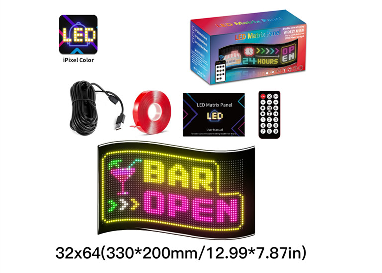 32*64 Car Truack Led Matrix Pixel Panel Diy RGB App+Remote Control ...